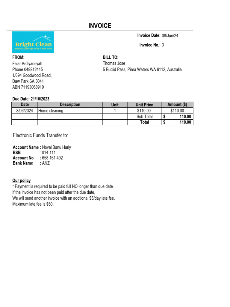 Invoice 03 - Thomas - Piara Waters | PDF