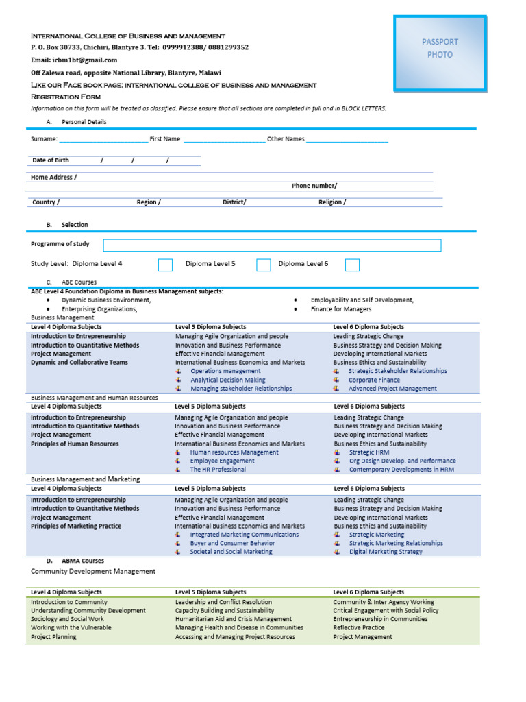 Icbm General Application Form For Diploma | PDF | Banks | Procurement