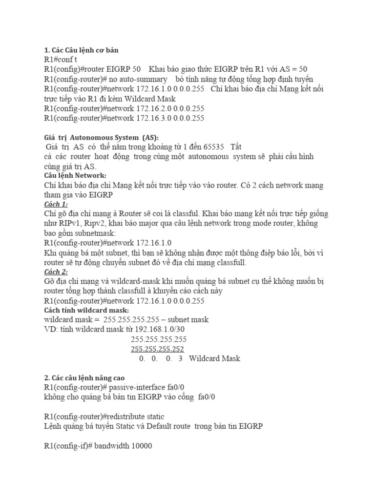 Tap Lenh EIGRP | PDF