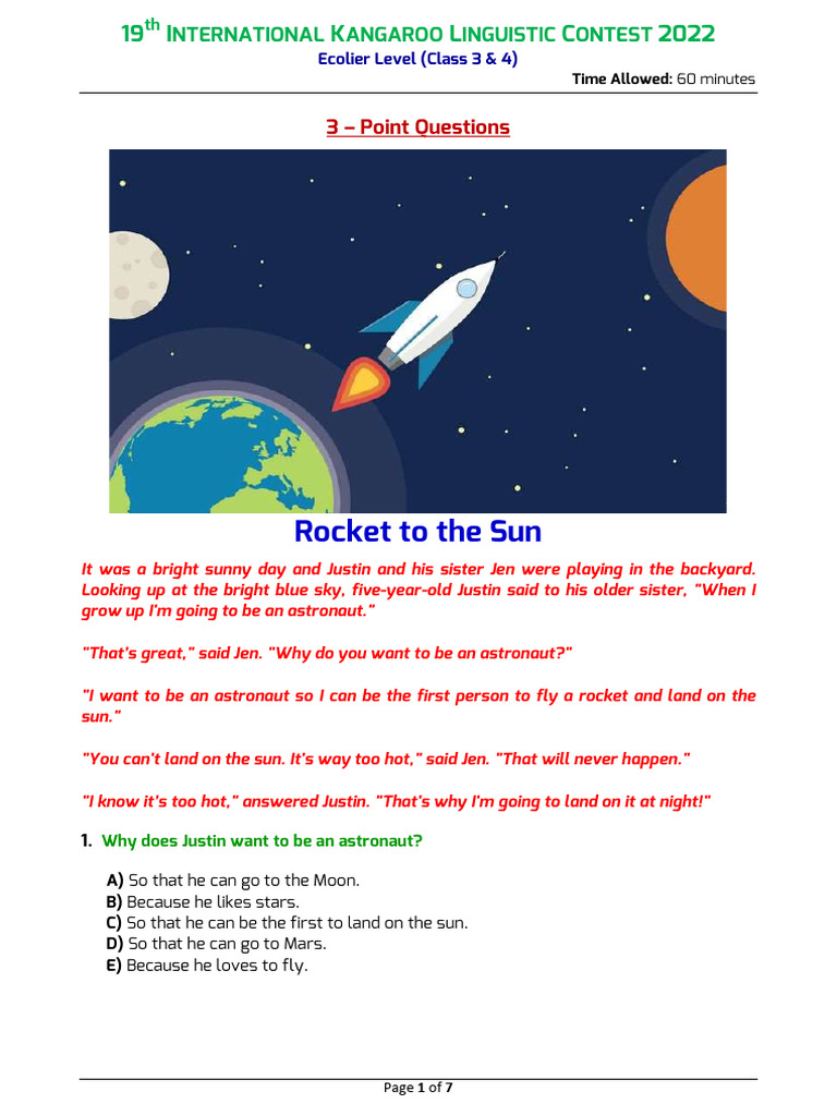 8-IKLC 2022 Ecolier Final | PDF | Sun | Lion