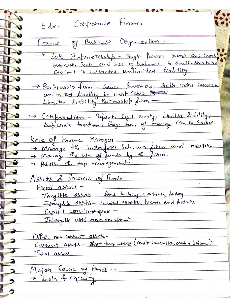 Corporate Finance Notes | PDF