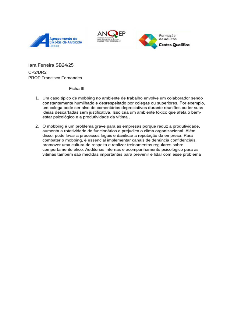 CP2-DR2 - Ficha 3 | PDF