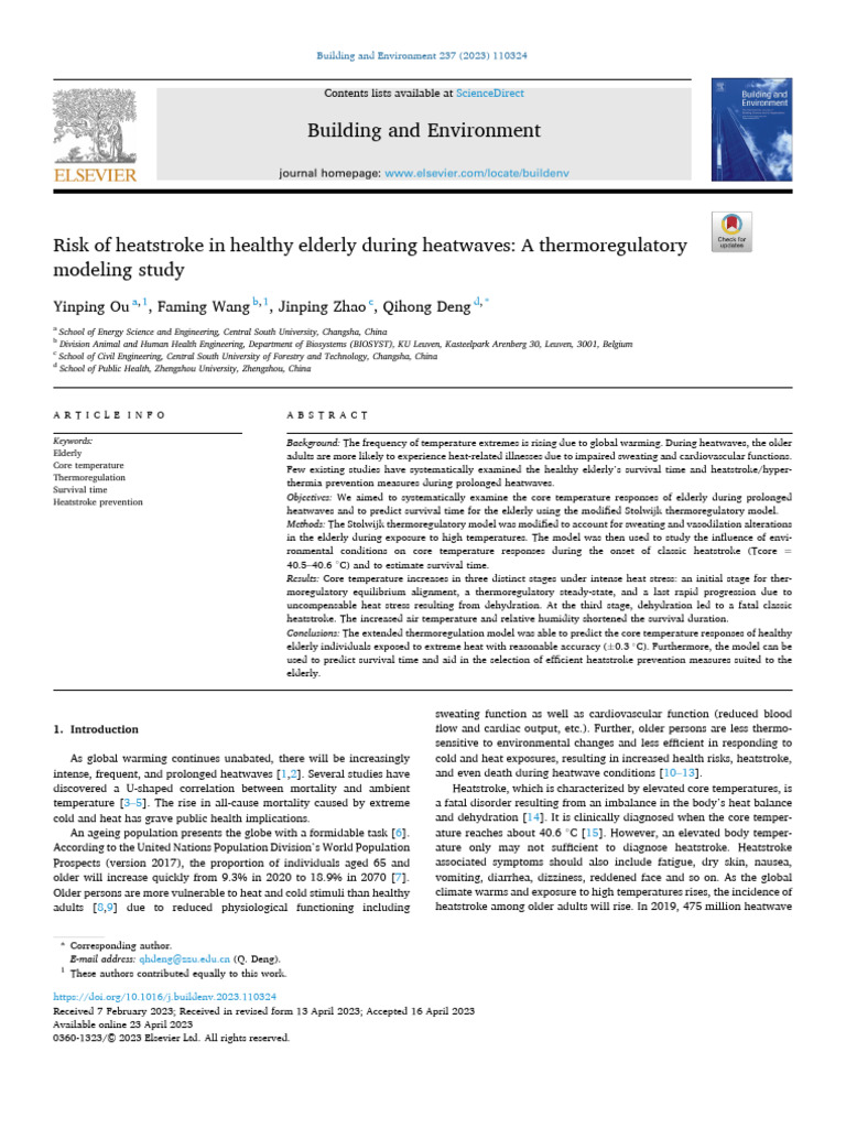 2023-Ou-Risk of Heatstroke in Healthy Elderly During Heatwaves A Thermoregulatory Modeling Study ...