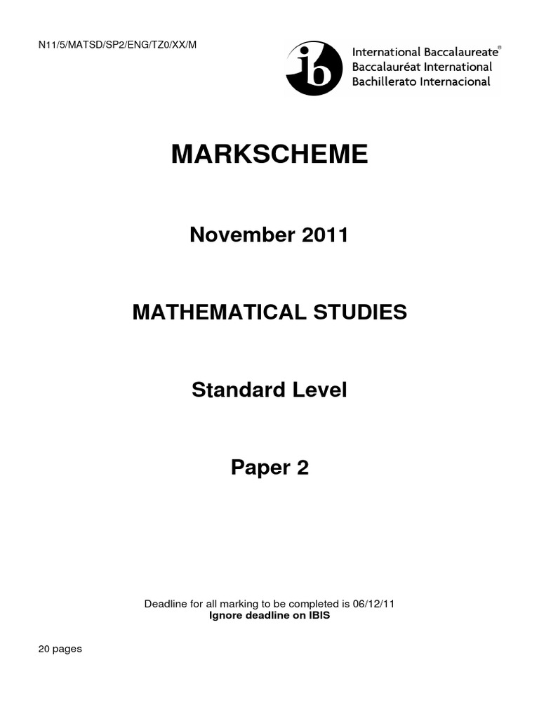 November 2011 Mathematical Studies Markscheme | PDF | Mathematics ...