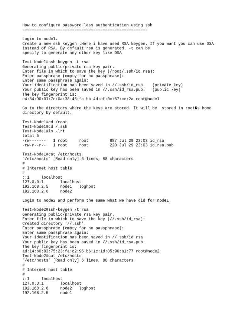 How to configure password less authentication using ssh | PDF | Secure Shell | Internet Protocols