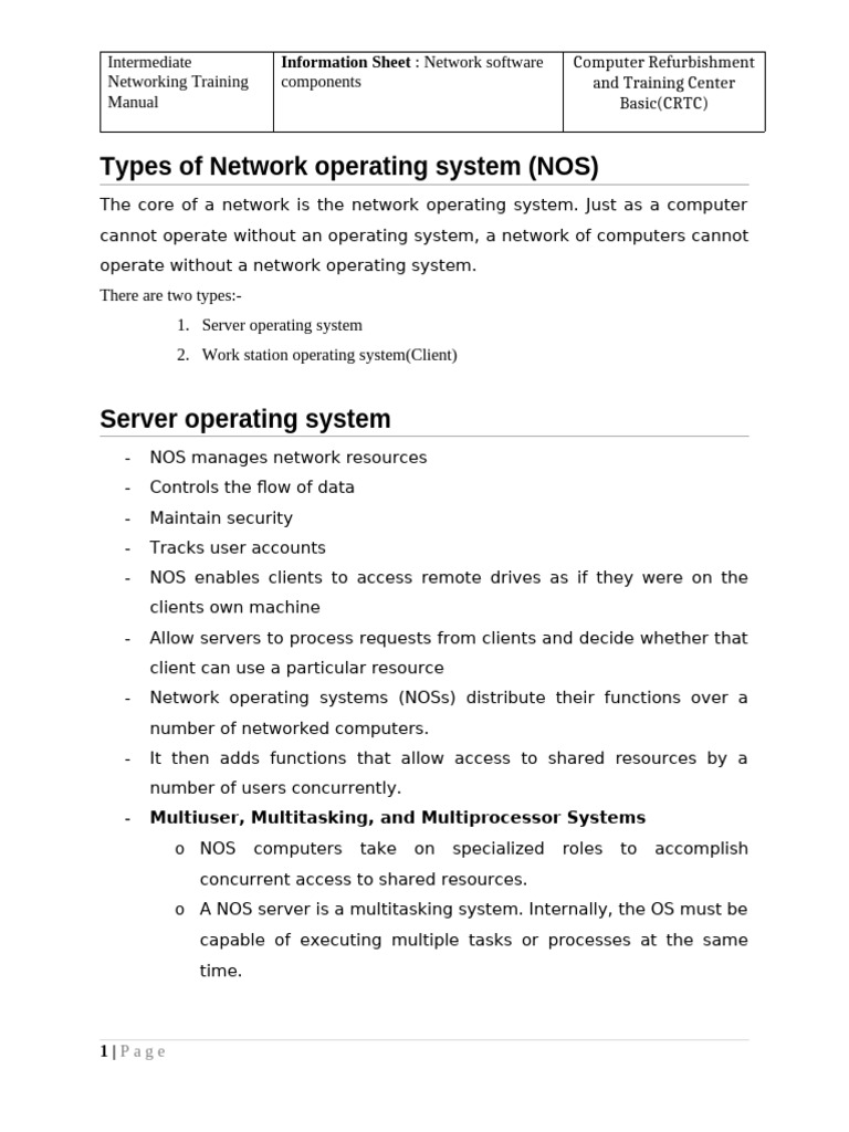 1.Network operating system | PDF | Operating System | Microsoft Windows