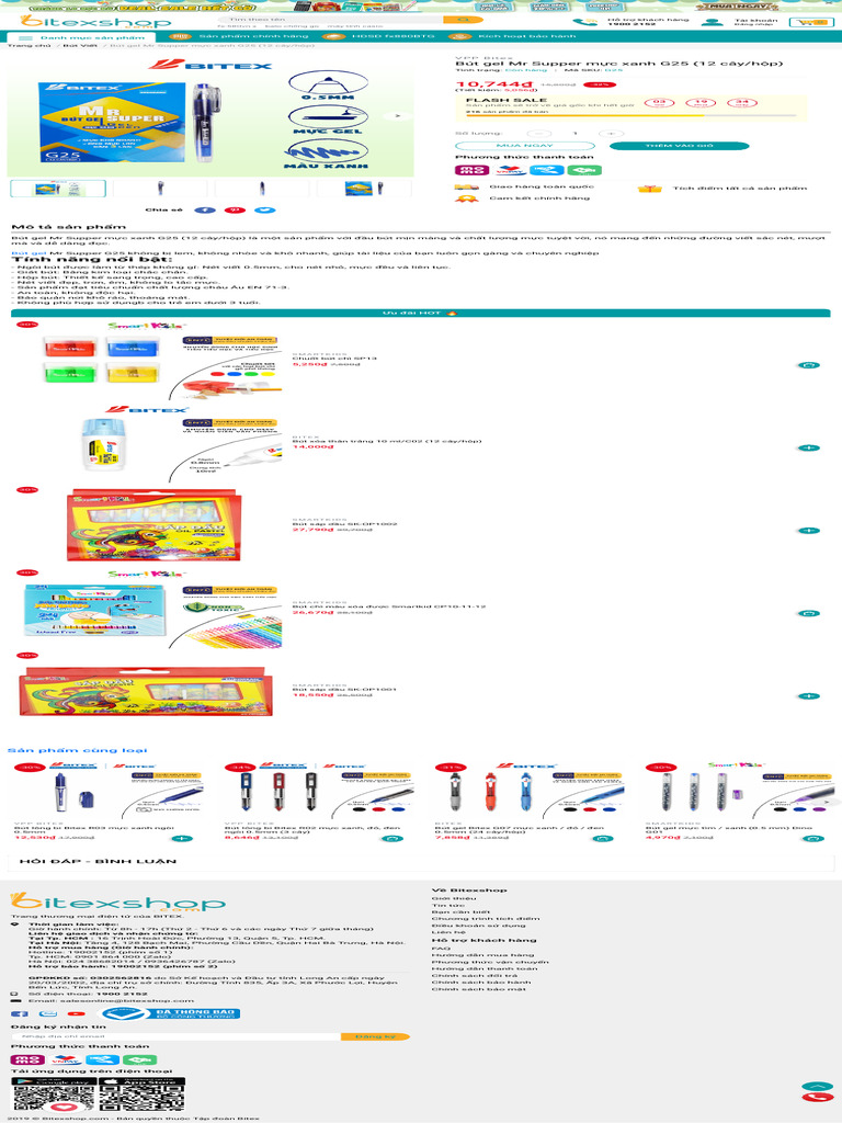 Bút Gel MR Supper M C Xanh G25 (12 Câyh P) Bút Gel MR Supper M C Xanh G25 (12 Câyh P ...