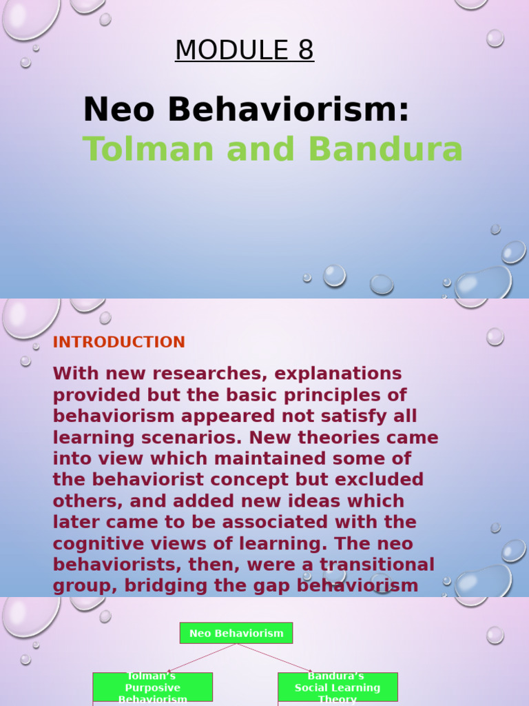 Module 8 ( Neo Behaviorism) | PDF | Learning | Behaviorism
