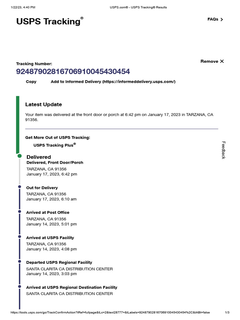 USPS Tracking® Results 92487902816706910045430454 | PDF | United States ...