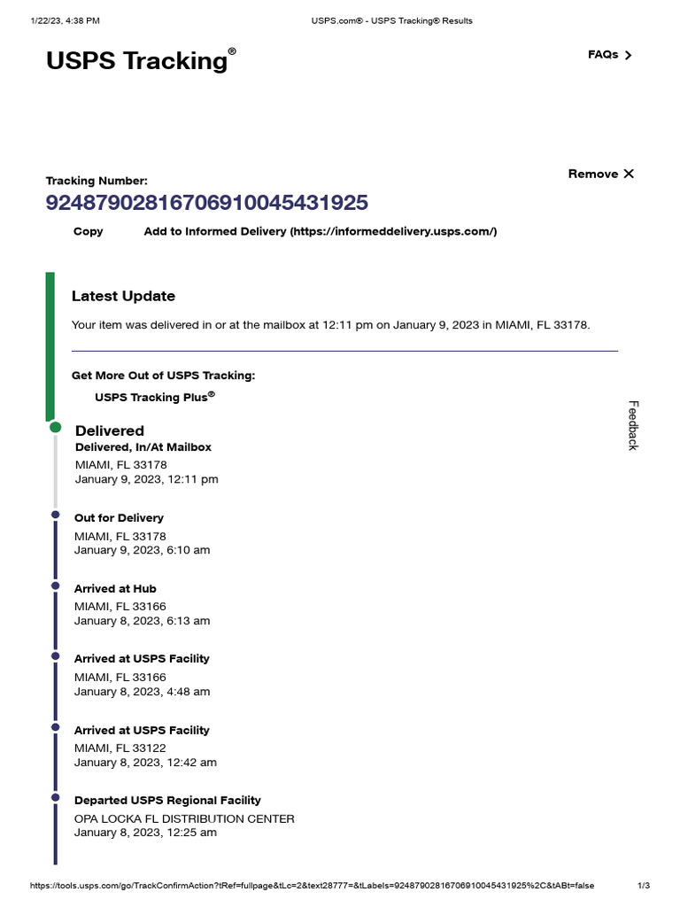 USPS.com® - USPS Tracking® Results 92487902816706910045431925 | PDF ...