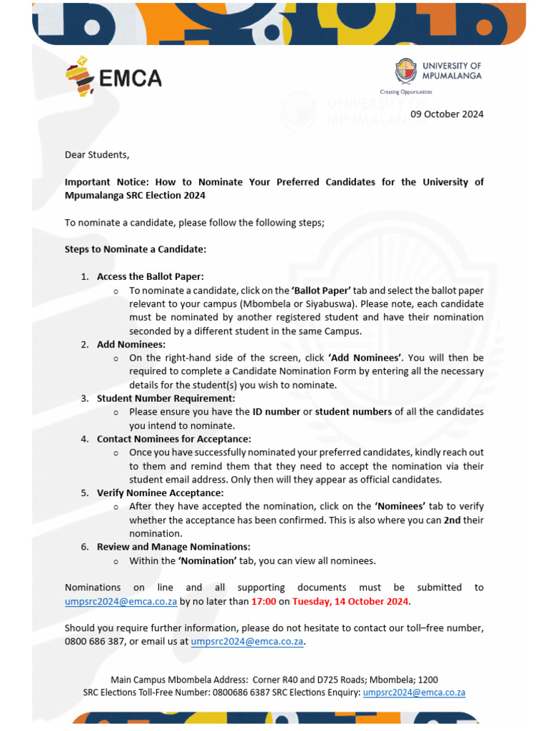Online Nomination Process Ump 2024 | PDF