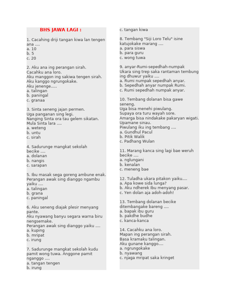 BHS Jawa Lagi | PDF