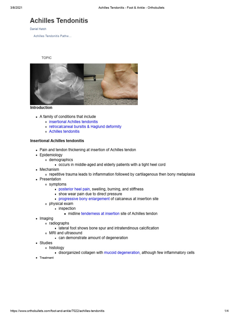 Achilles Tendonitis - Foot & Ankle - Orthobullets | PDF | Clinical ...