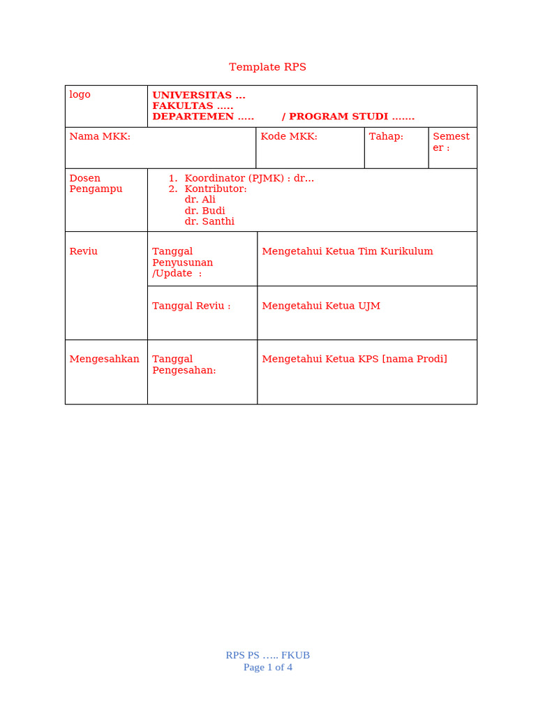 contoh RPS 1 (1) | PDF