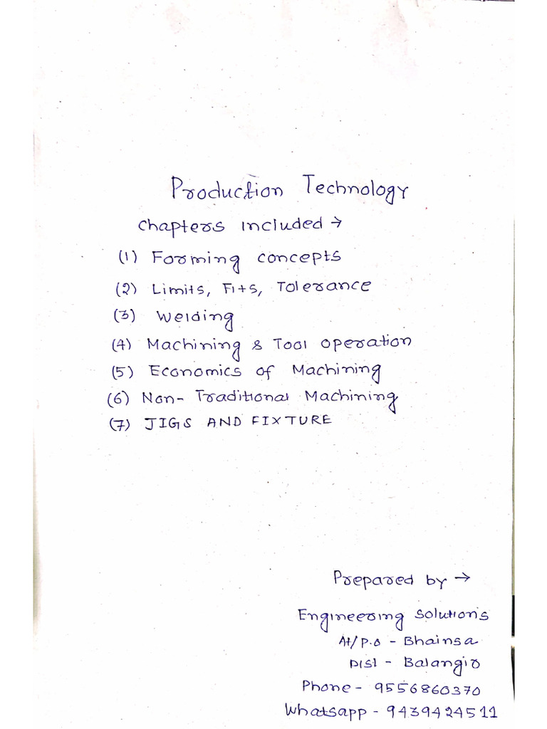 Production Technology | PDF