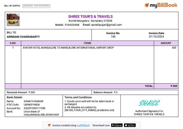 Car Bill-ARINDAM - CHAKRABARTY-0101024-Mangalore | PDF