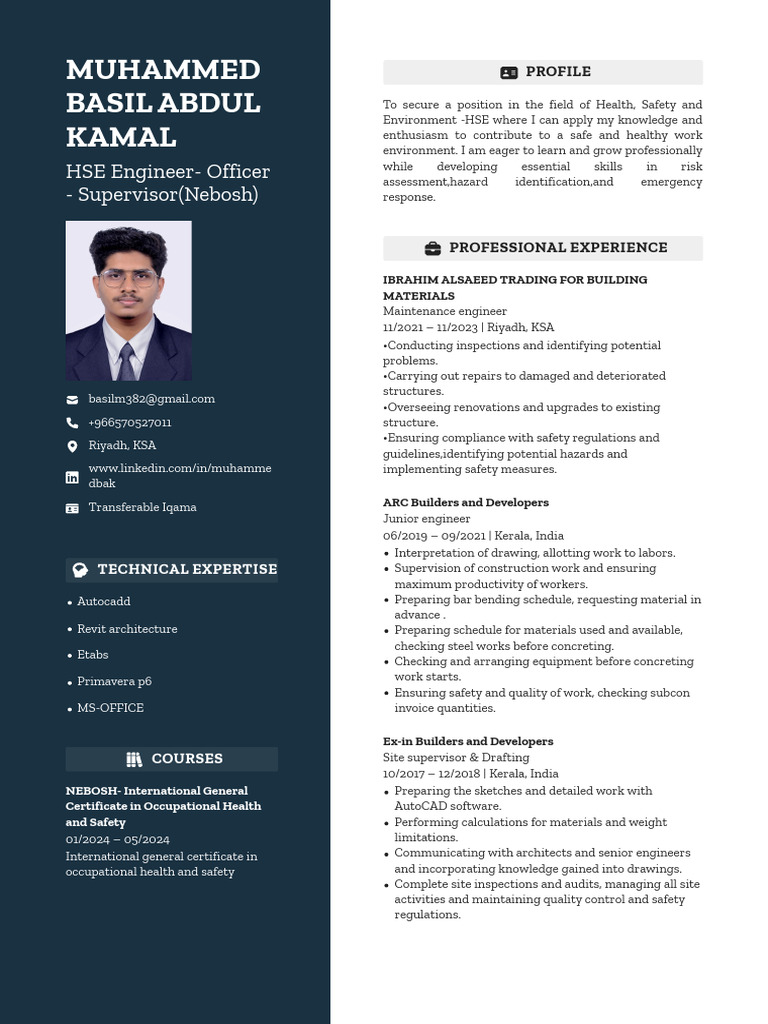 Muhammed Basil Abdul Kamal Flowcv Resume 20241008 | PDF | Occupational ...