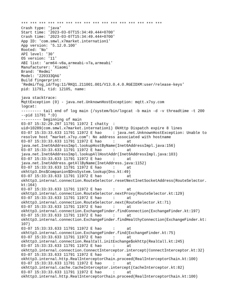 Java Crash Report: UnknownHostException | PDF | Domain Name System ...