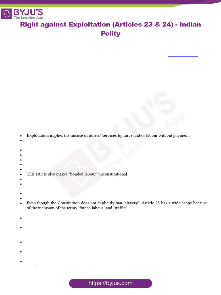 Right Against Exploitation Polity | PDF | Child Labour | Justice