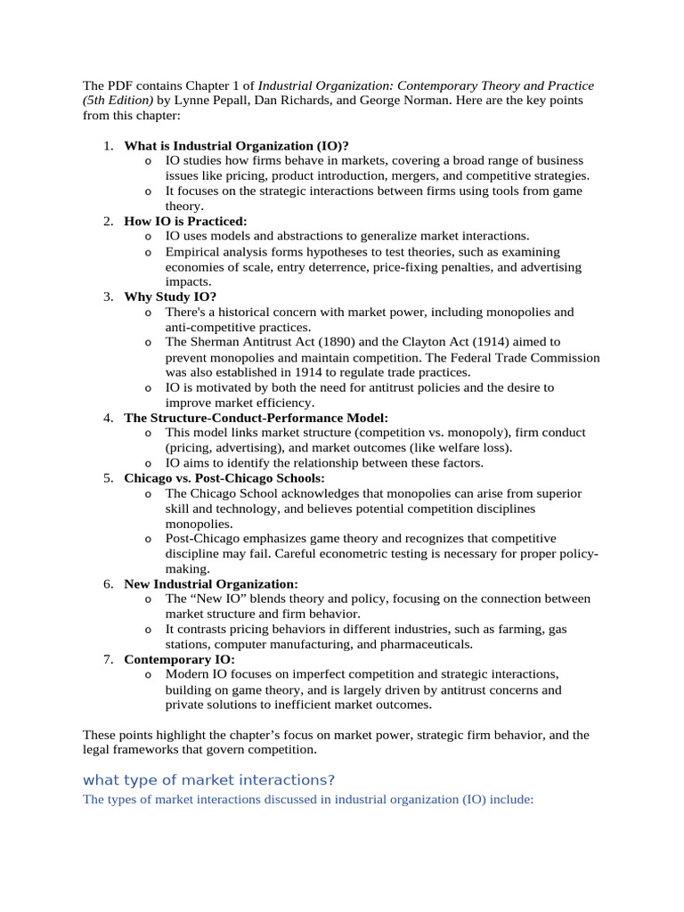 Industrial Organization: Key Concepts Explained | PDF | Monopoly ...