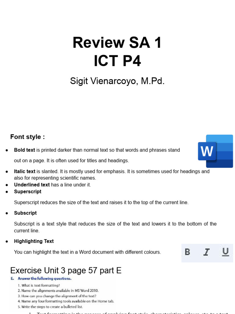 Review ICT SA1 - P4 | PDF