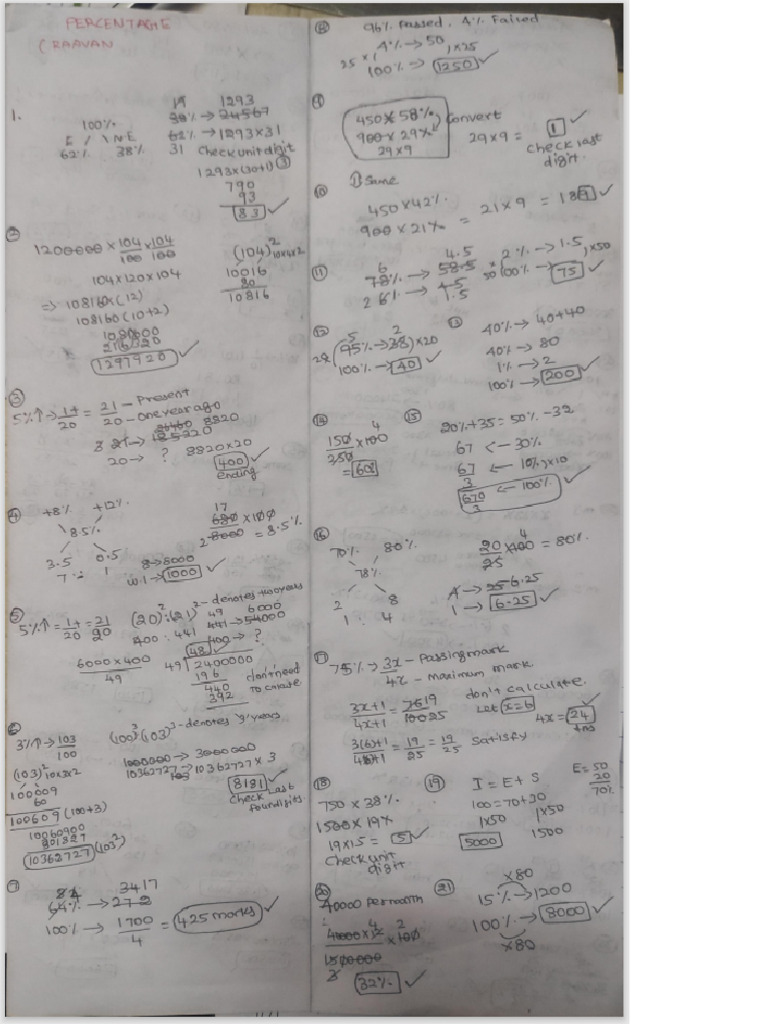 Percentage Practice Solution | PDF