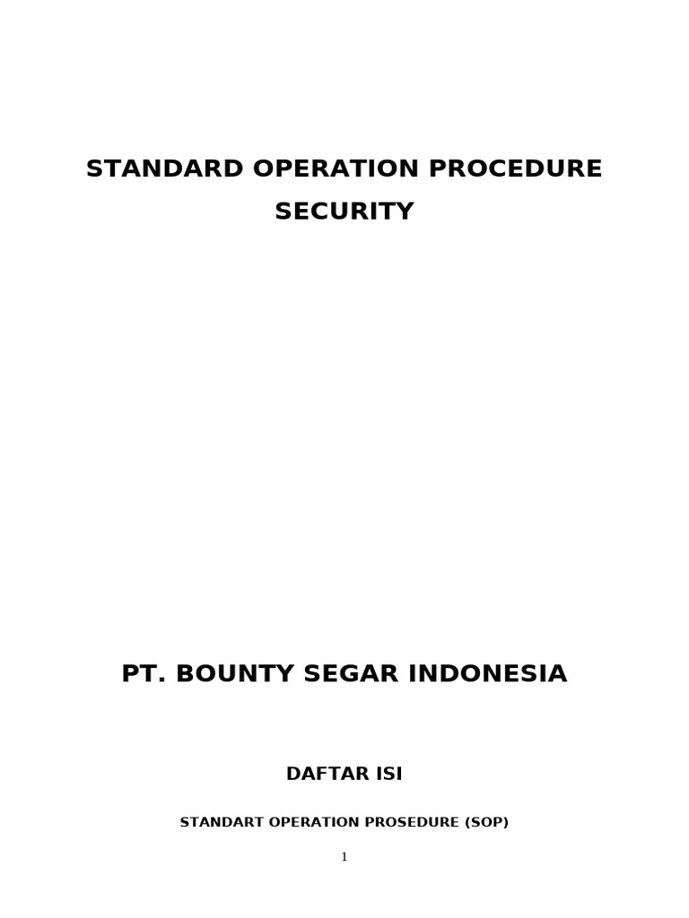SOP SECURITY PT. Bounty Segar Indonesia | PDF