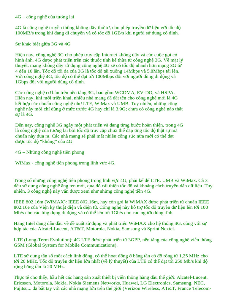 3G Vs 4G | PDF