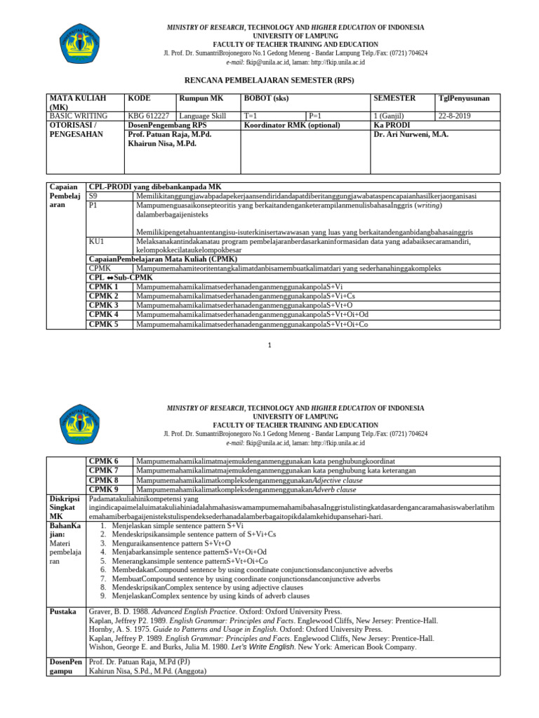 RPS Basic Writing 1 1 | PDF | Sentence (Linguistics) | Adverb
