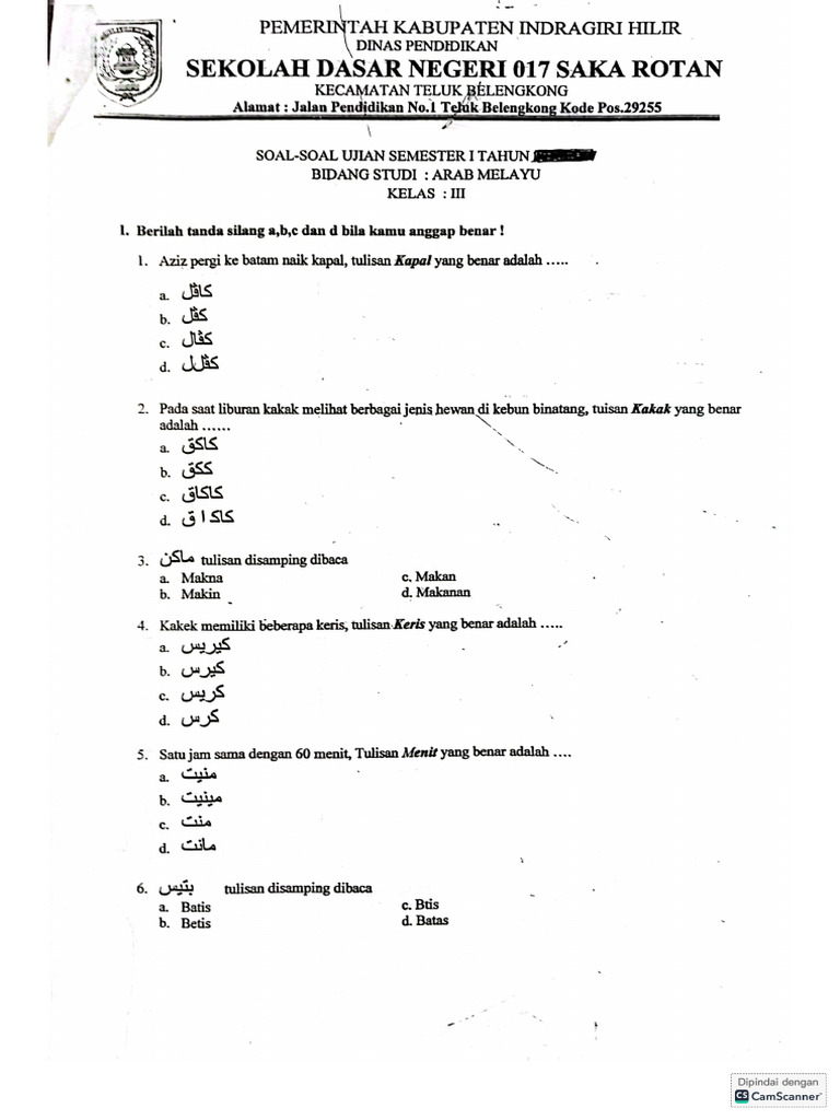 Soal BMR Kelas 3 | PDF