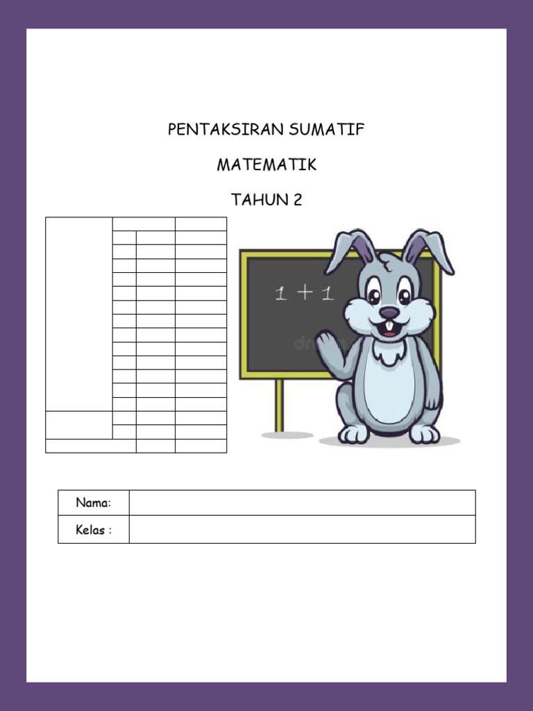 Pentaksiran Sumatif Matematik Tahun 2 | PDF
