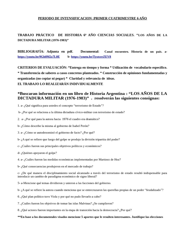 6 TP HISTORIA _PRIMER CUATRIMESTRE | PDF