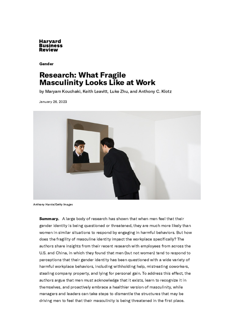 Addressing Fragile Masculinity at Work | PDF | Masculinity | Gender