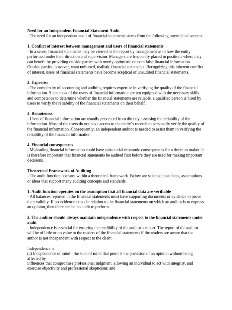 Need For An Independent Financial Statement Audit | PDF | Audit ...