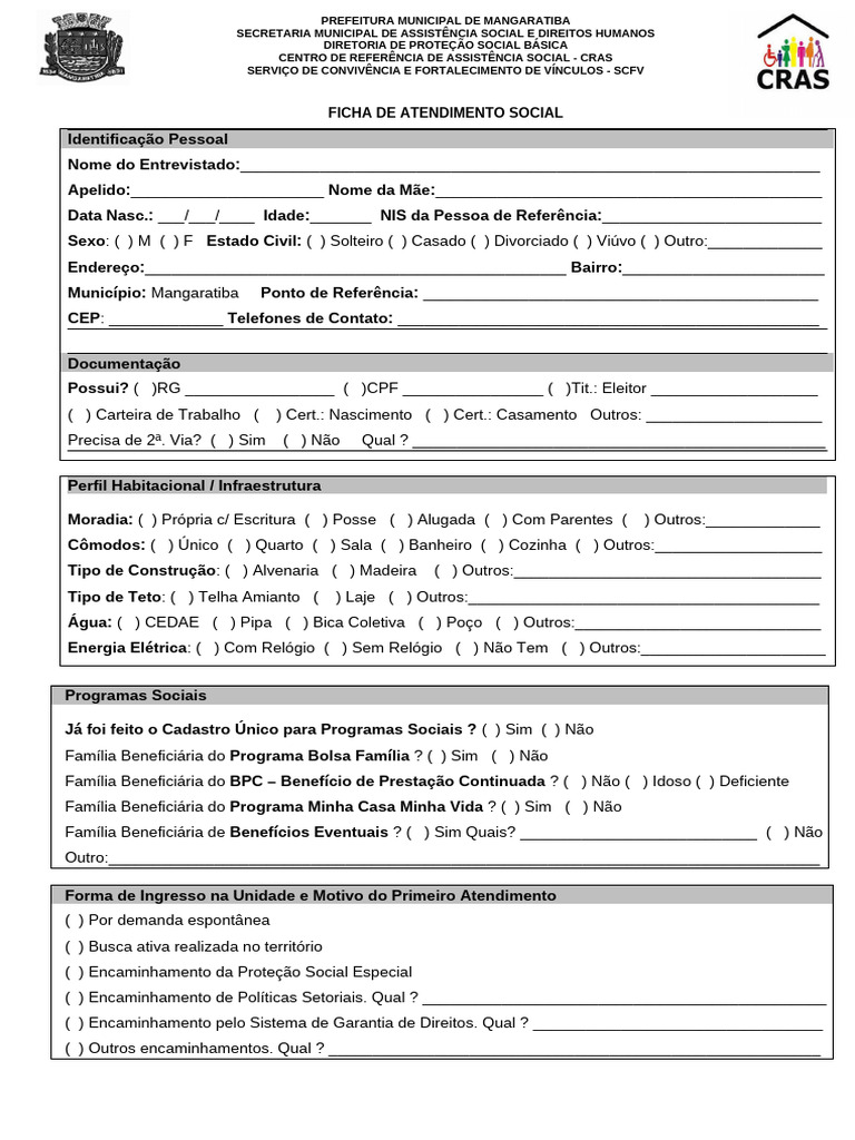 Ficha de Atendimento Social | PDF