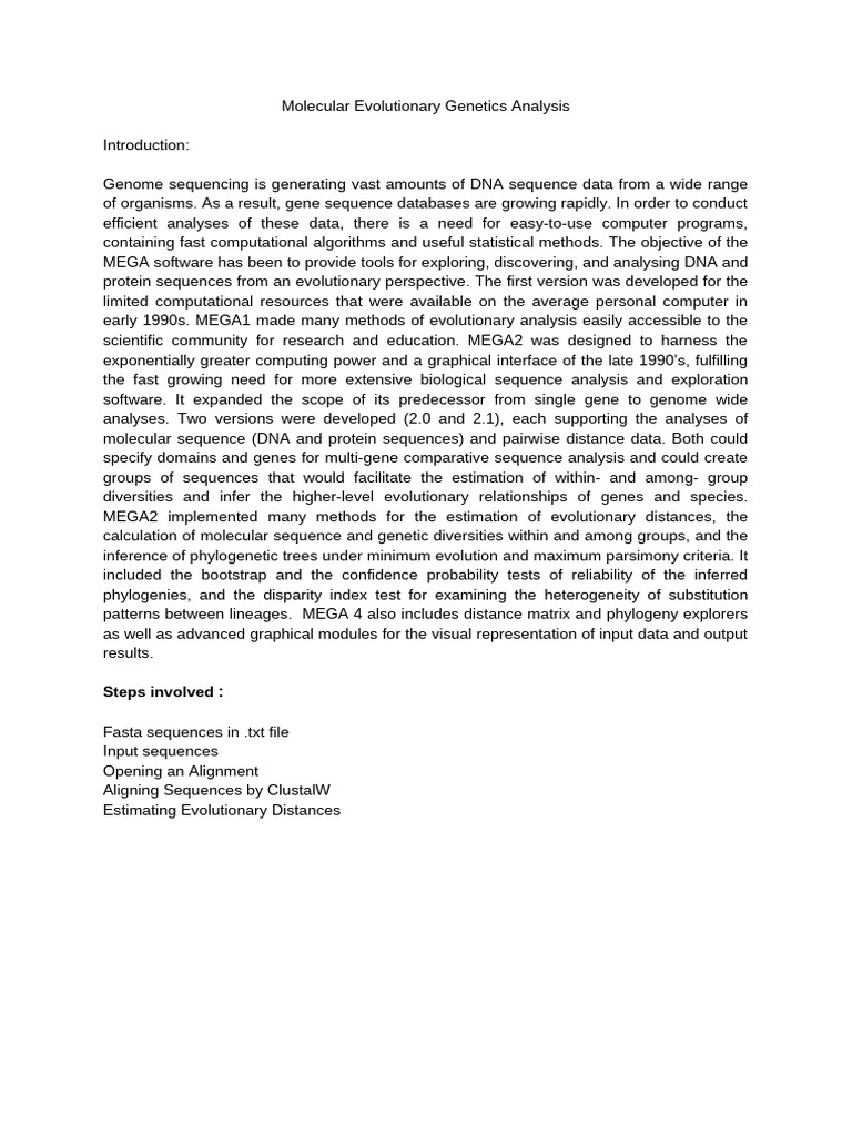 MEGA Software for DNA Analysis | PDF | Phylogenetic Tree | Molecular ...