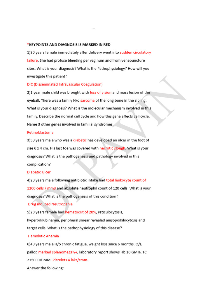 Pathology Case Studies and Diagnoses | PDF | Anemia | Medicine