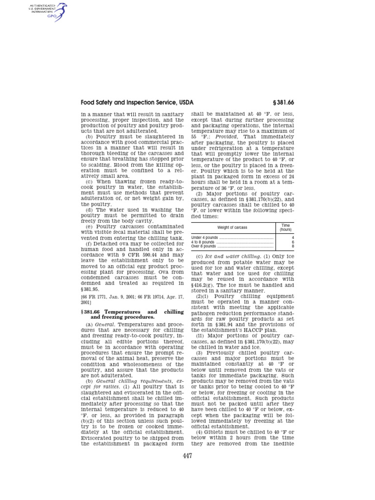 CFR 2013 Title9 Vol2 Sec381 66 | PDF | Poultry | Water