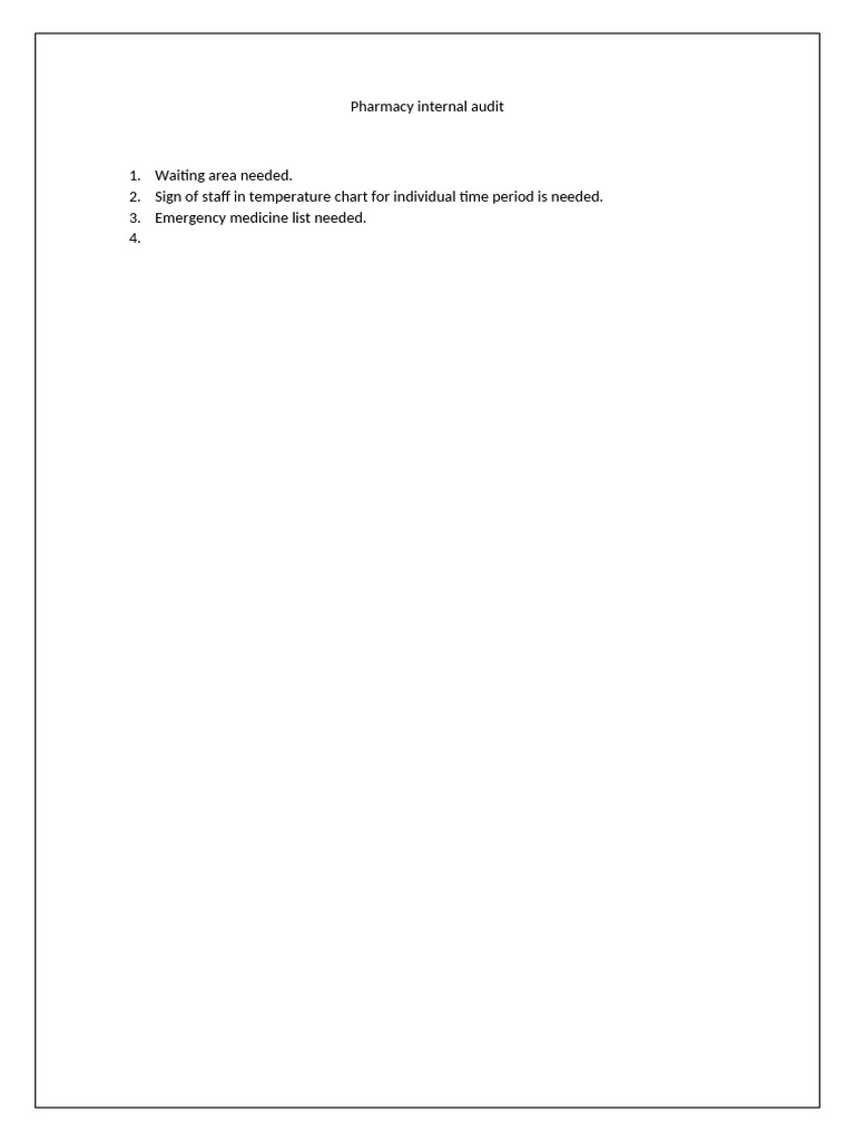 Pharmacy Internal Audit Report | PDF