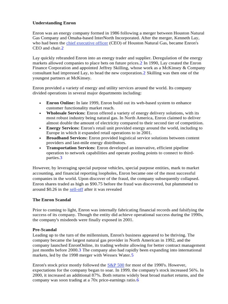 Enron Case Pdf Enron Stocks