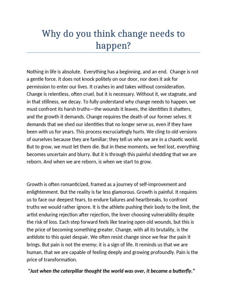Why Do You Think Change Needs To Happen | PDF