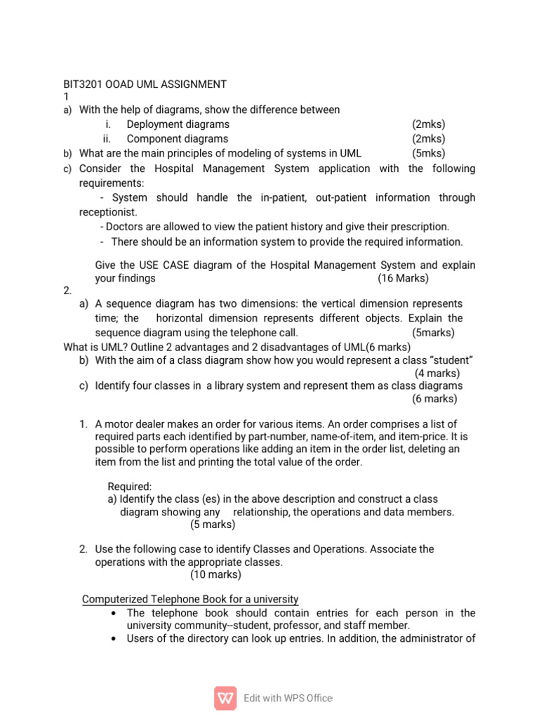 UML Diagrams & Modeling Assignment | PDF | Unified Modeling Language ...