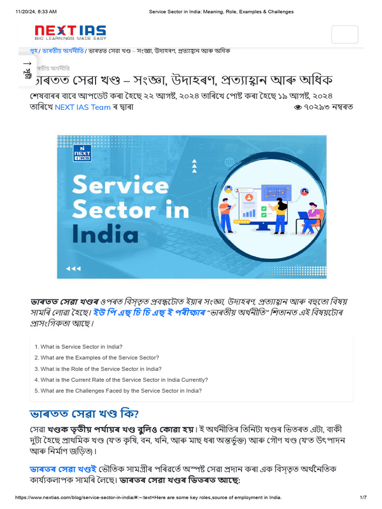 Service Sector in India_ Meaning, Role, Examples & Challenges | PDF