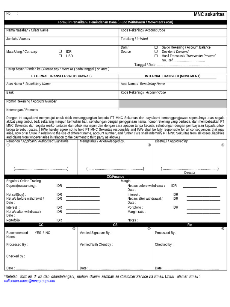 Form 12. Surat Penarikan Dana Nasabah | PDF