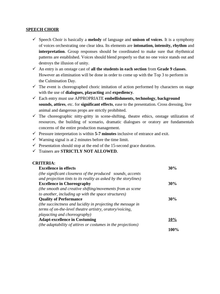 SPEECH CHOIR GUIDELINES | PDF SPEECH CHOIR GUIDELINES | PDF
