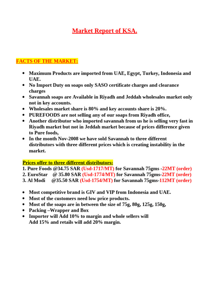Market Report of KSA | PDF | Trade | Business Economics