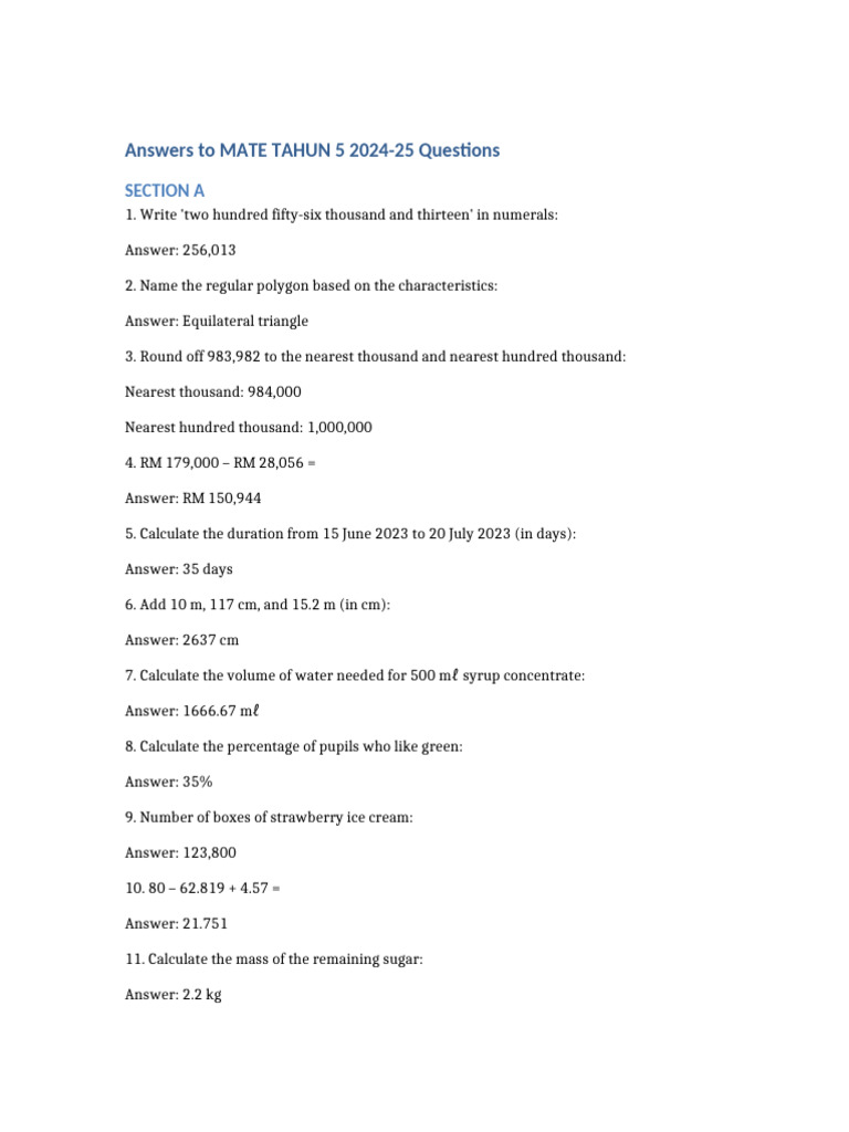 MATE_TAHUN5_Answers | PDF