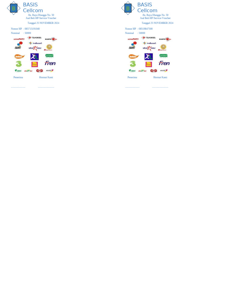 Nota Paket Data | PDF