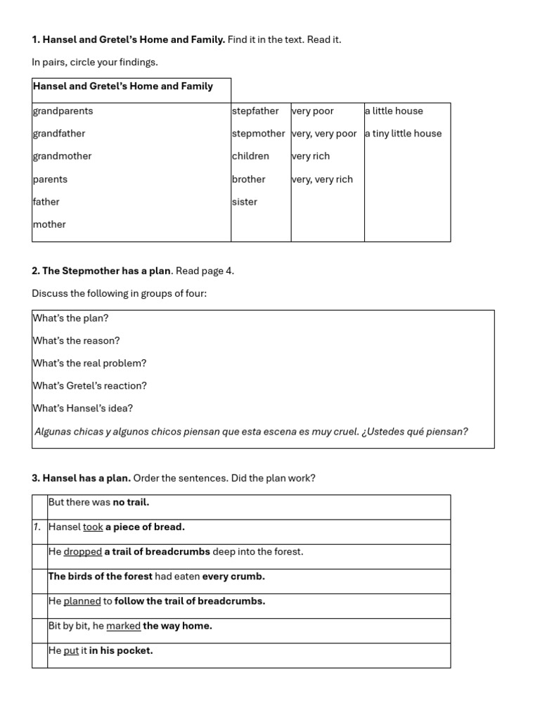 Hansel and Gretel - Actividades | PDF