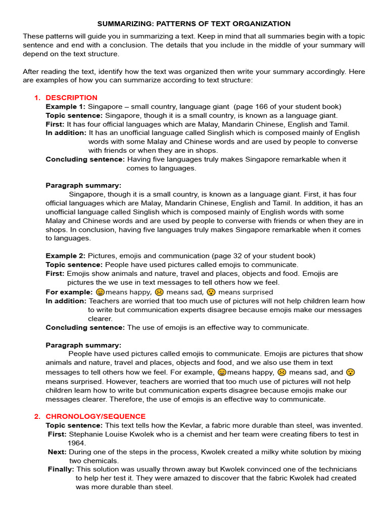 EXAMPLES OF SUMMARIES USING TEXT STRUCTURE STRATEGY | PDF | Crocodile ...